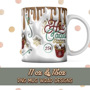 Christmas Mug Wrap PNG: Hot Cocoa Design (11oz & 15oz) - Etsy