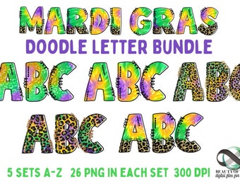 Mardi Gras Doodle Letters - Etsy