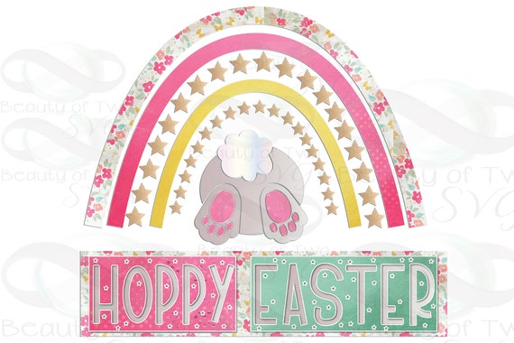Hoppy Easter Rainbow Retro Logo Sublimation Vintage Easter | Etsy