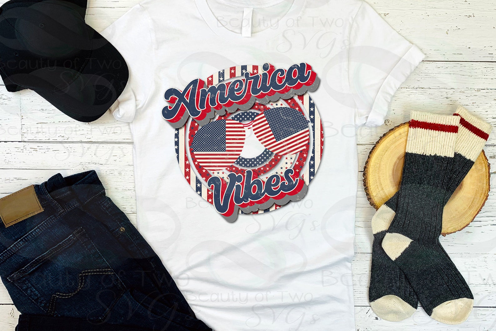 America Vibes Png American Flag Retro Logo Sublimation - Etsy