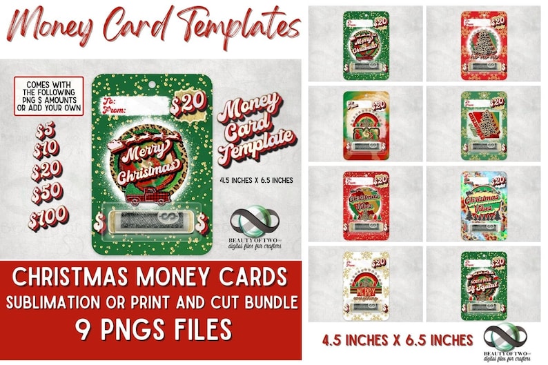 Christmas Money Cards PNG Bundle Money Gift Cards Sublimation - Etsy