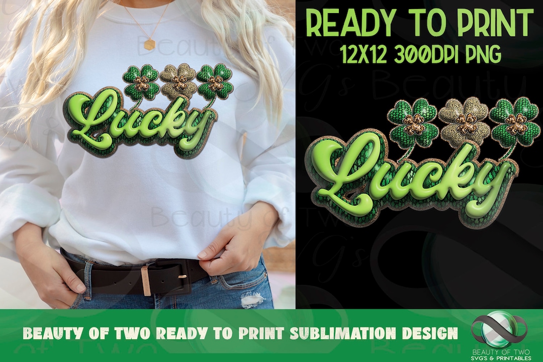 Lucky Clovers St Patricks PNG: Retro Sublimation Design (digital ...