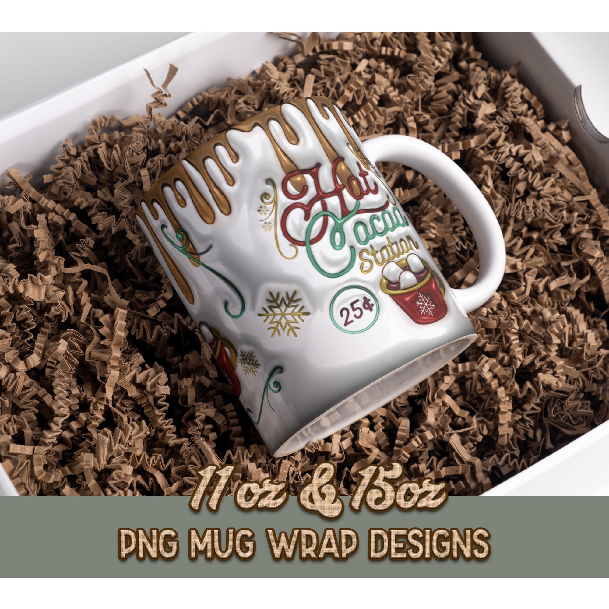 Christmas Mug Wrap PNG: Hot Cocoa Design (11oz & 15oz) - Etsy