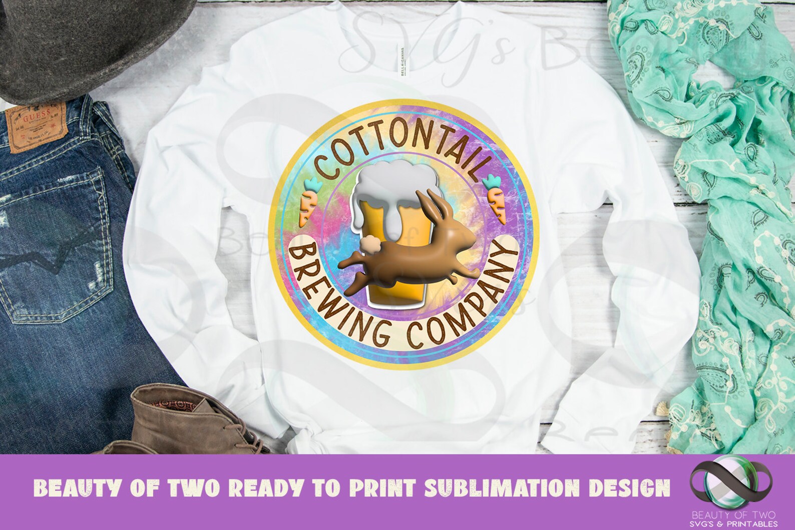 Easter Cottontail Brewery Retro Logo Sublimation Design (PNG) - Etsy