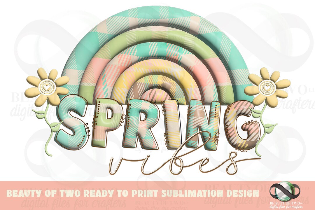 Spring Vibes Plaid Retro Vintage Logo Sublimation Vintage Spring ...