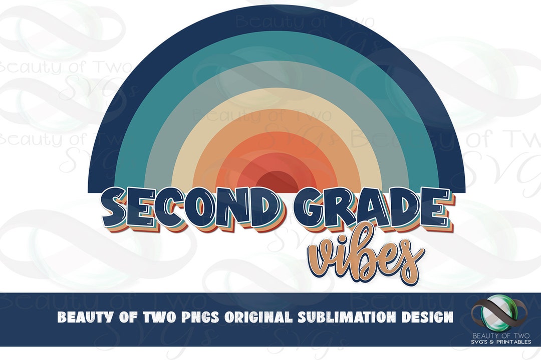 Second Grade Rainbow Sublimation PNG: Back to School Clipart (digital ...