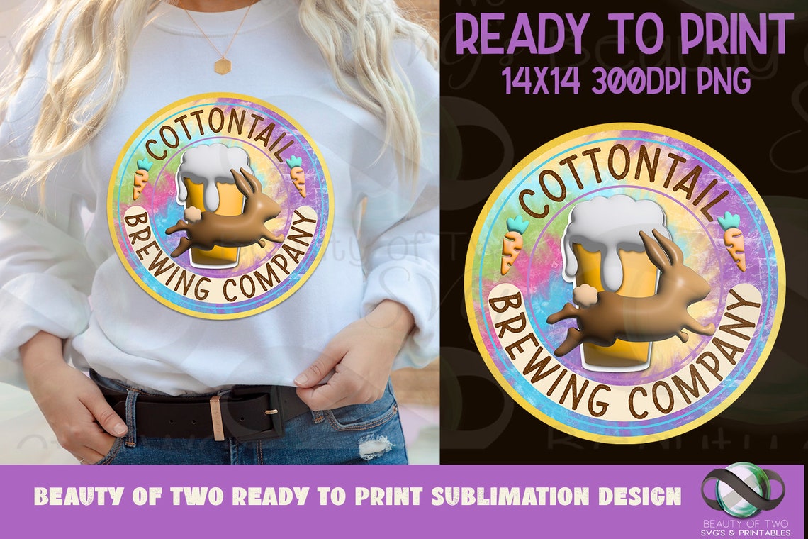 Easter Cottontail Brewery Retro Logo Sublimation Design (PNG) - Etsy