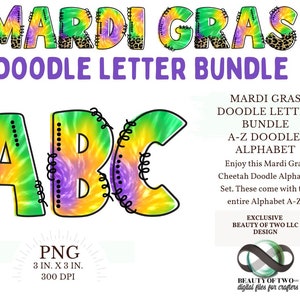 Mardi Gras Doodle Alphabet PNG Bundle (digital Download) - Etsy