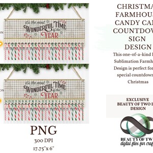 Candy Cane Countdown Board PNG, Christmas Farmhouse Sublimation Design ...