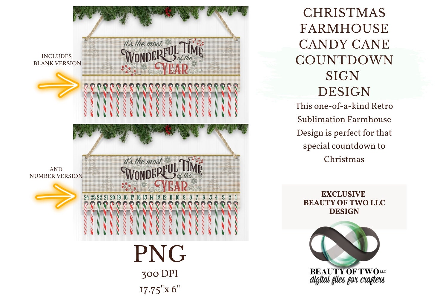 Candy Cane Countdown Board PNG Christmas Farmhouse - Etsy