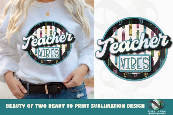 Teacher Vibes Retro Logo Sublimation Png Back to School Vibes - Etsy