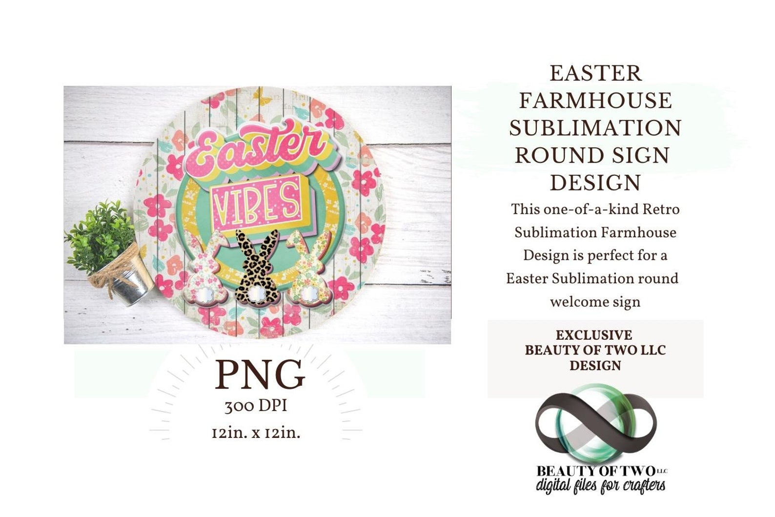 Sublimation Round Door Sign Design Easter Round Sign Design - Etsy