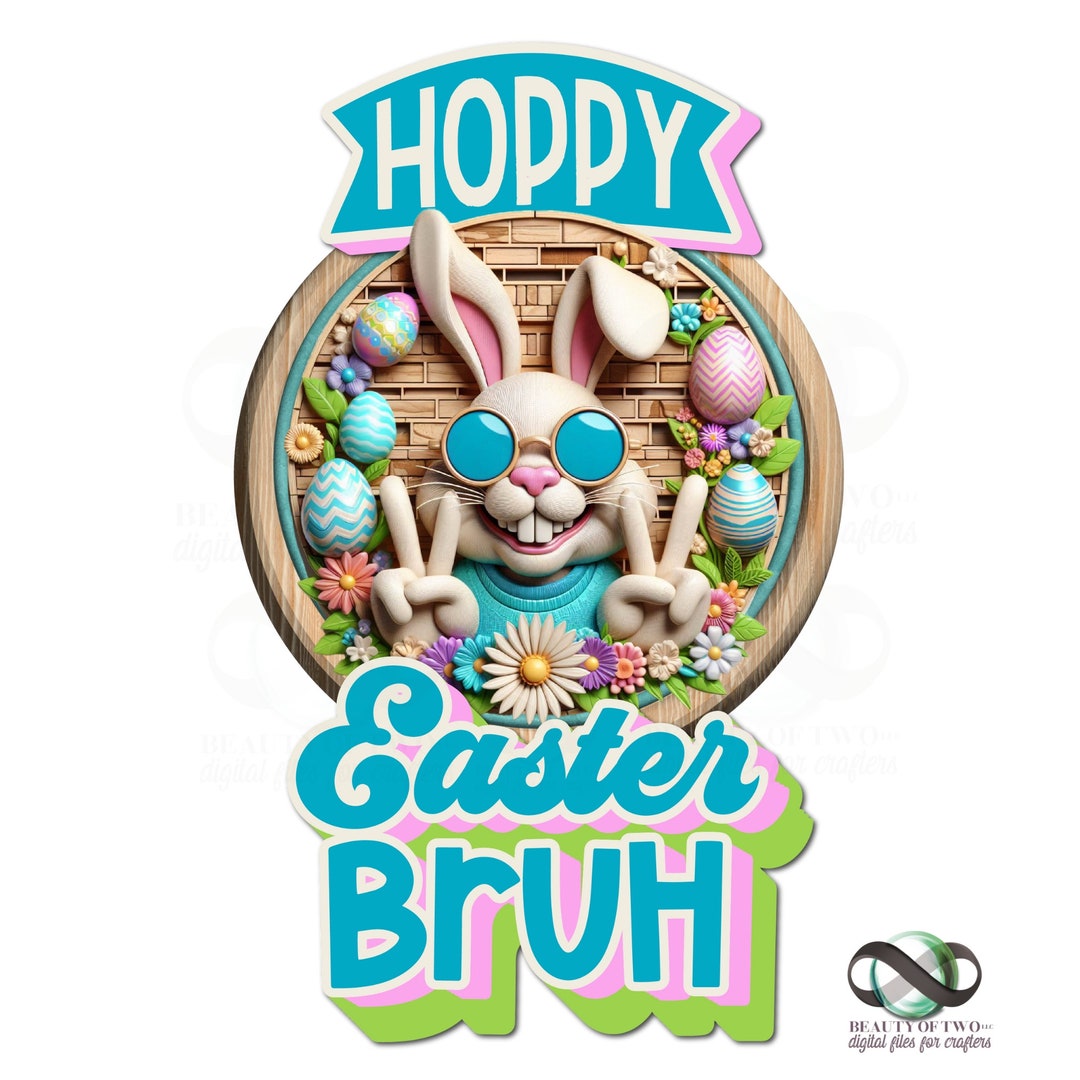 Easter Retro Logo Sublimation PNG, Hoppy Easter Bruh Funny Easter Peace Sign Sublimation Design ...