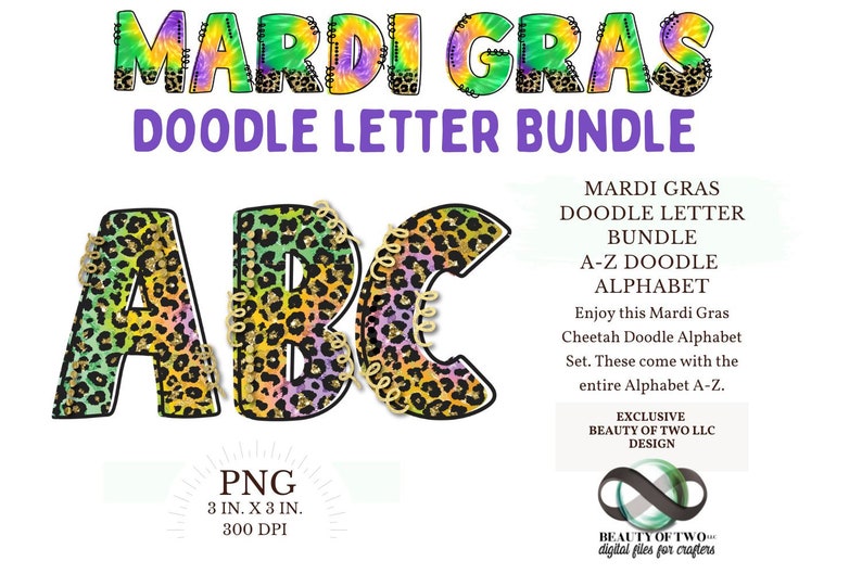 Doodle Alphabet PNG Bundle Mardi Gras Doodle Letter PNG 5 - Etsy