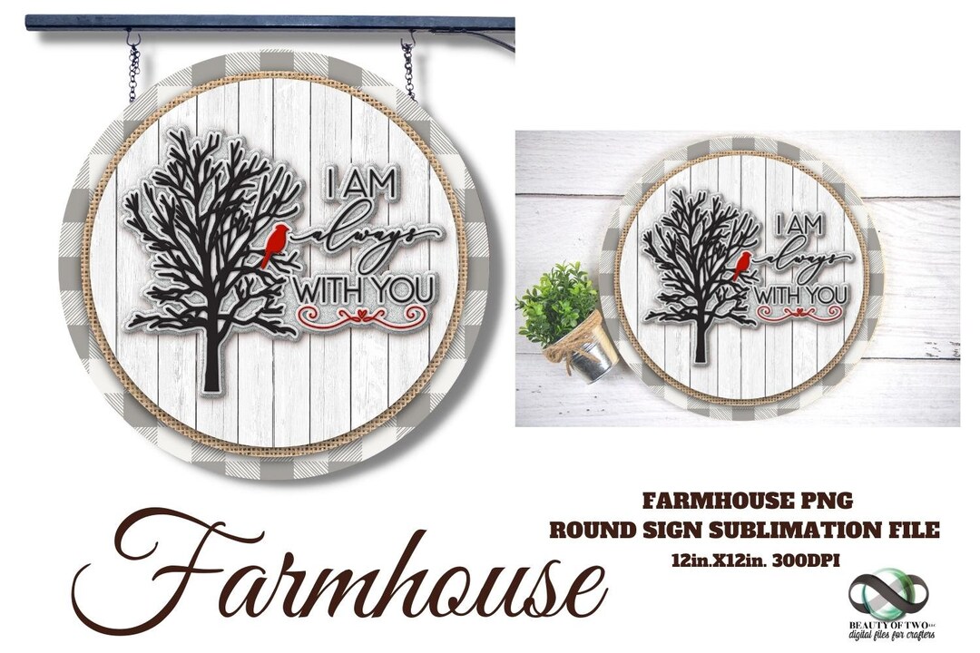 Sublimation Round Door Sign Design, Memorial Cardinal Farmhouse Round ...