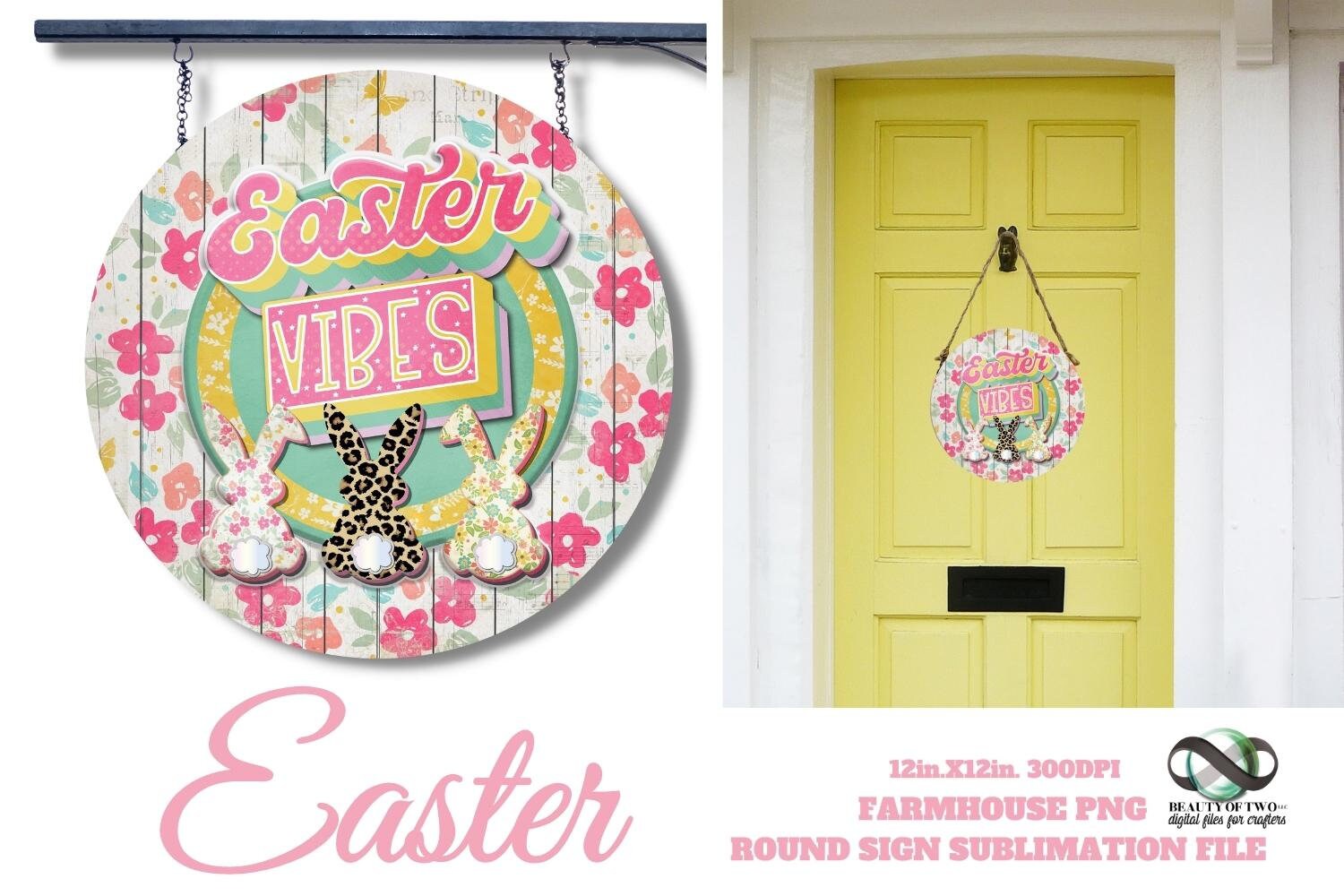 Sublimation Round Door Sign Design Easter Round Sign Design - Etsy