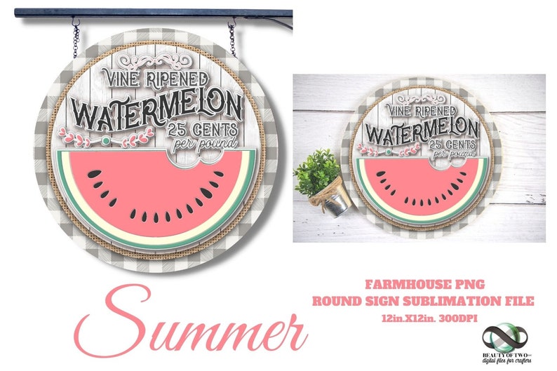 Sublimation Round Door Sign Design Summer Watermelon Round - Etsy