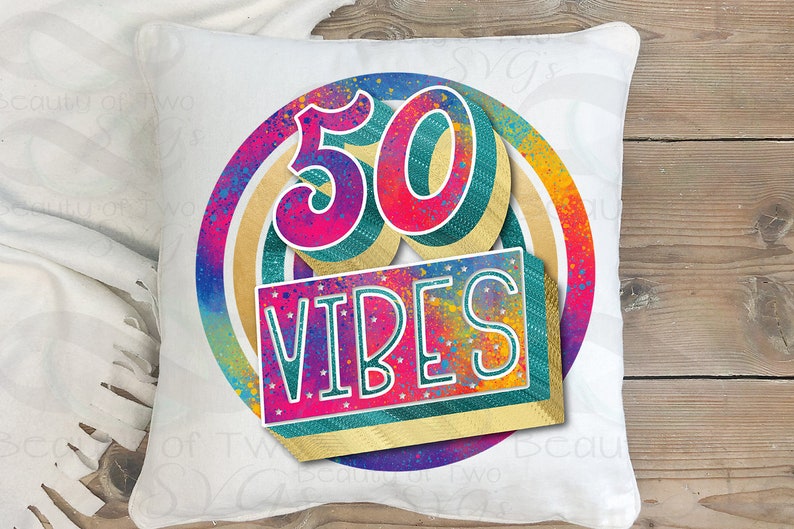 Retro 50th Birthday Vibes PNG Sublimation Design (digital Download) - Etsy