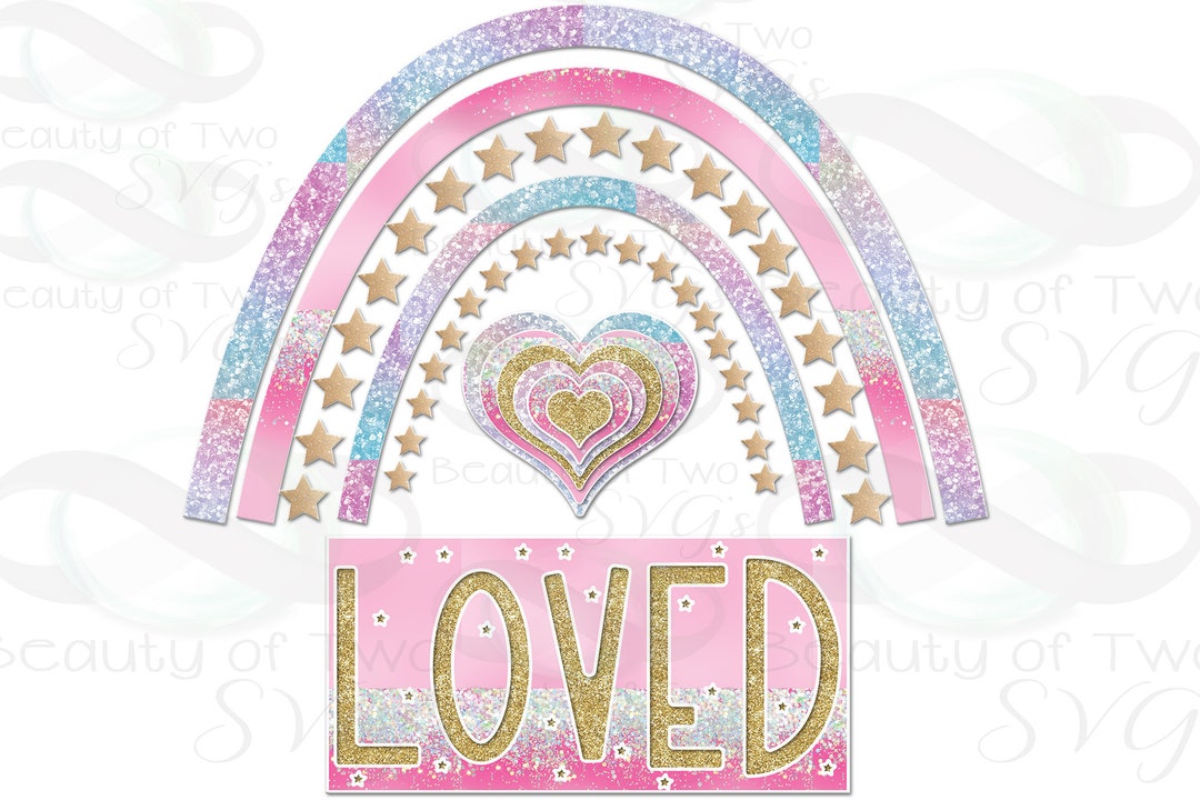 Valentines Loved Rainbow Png Sublimation, Glitter Rainbow Valentine ...
