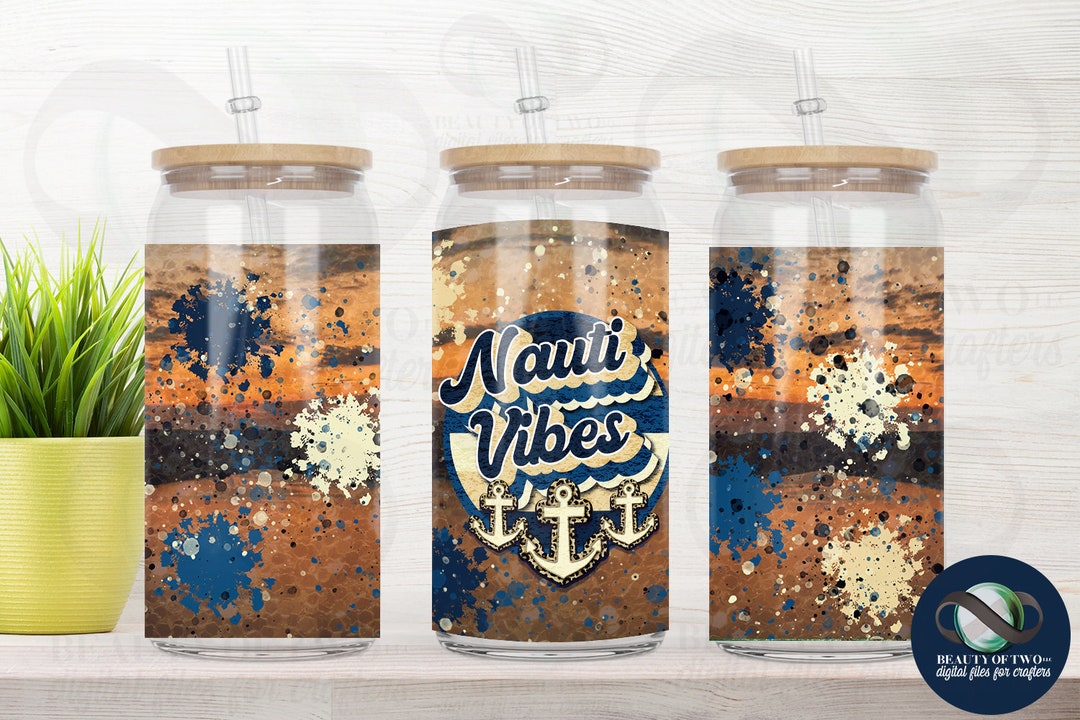 Nauti Vibes Glasdose Sublimationsdesign: Retro Sommer See Bootfahren ...
