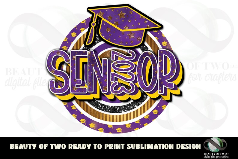 2023 Senior Grad Retro Purple Gold Vintage Logo Sublimation - Etsy