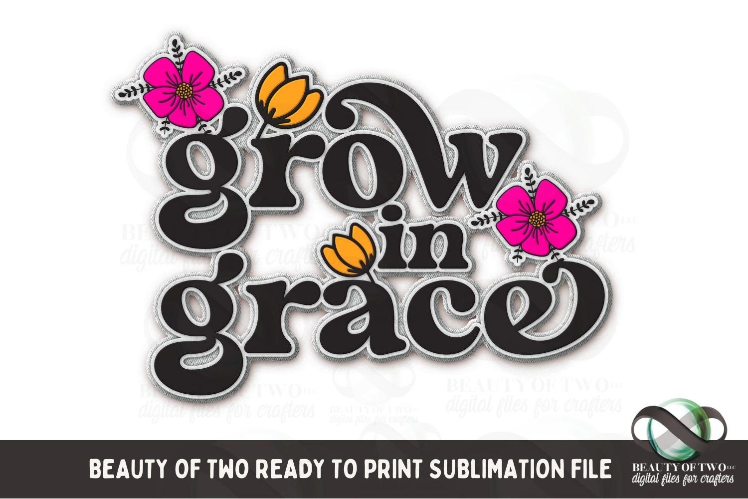 Christian Retro Logo PNG Sublimation Vintage Grow in Grace - Etsy