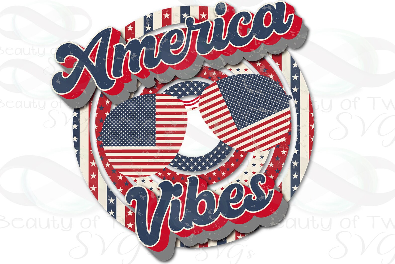America Vibes Png American Flag Retro Logo Sublimation - Etsy