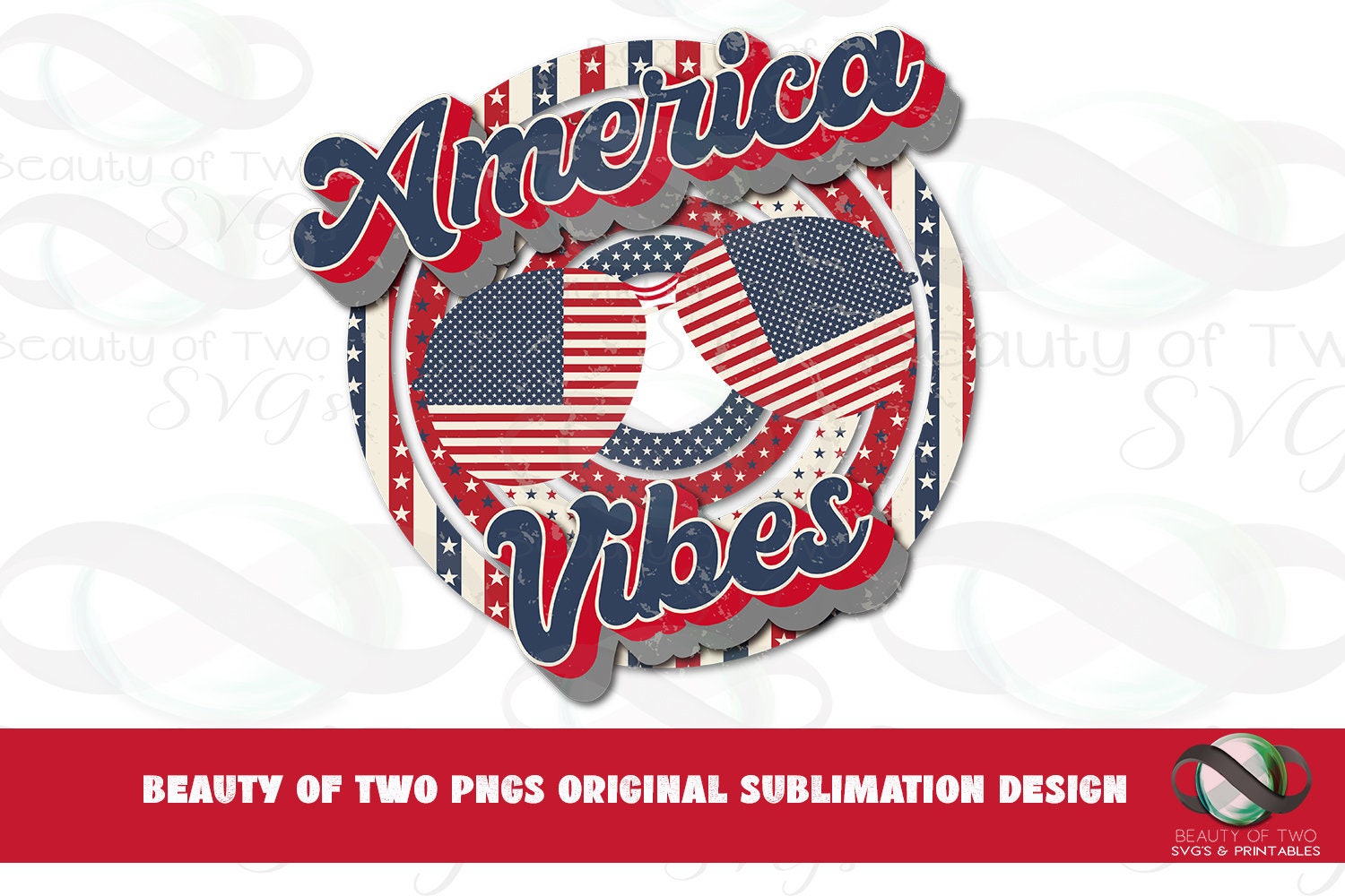 America Vibes Png American Flag Retro Logo Sublimation - Etsy