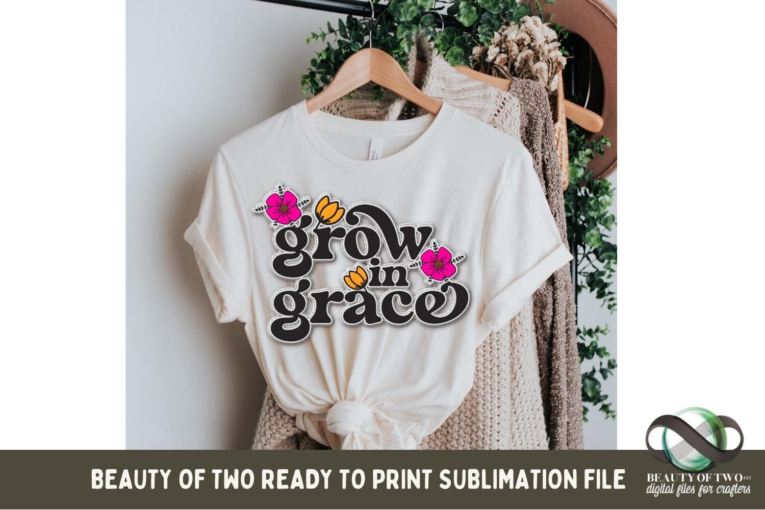 Christian Retro Logo PNG Sublimation Vintage Grow in Grace - Etsy