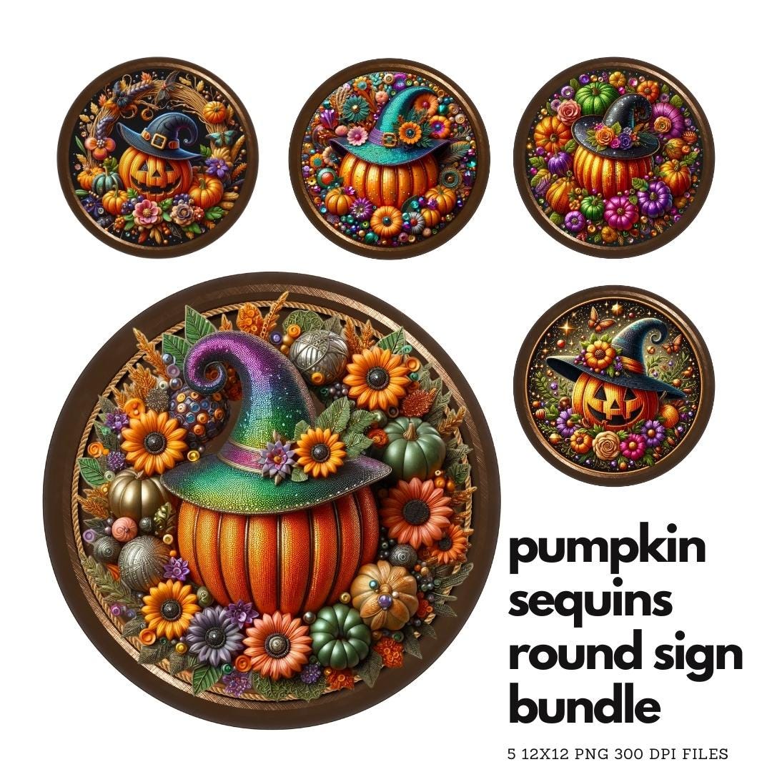 Halloween Pumpkin Door Sign PNG Bundle: AI Generated (digital Download ...