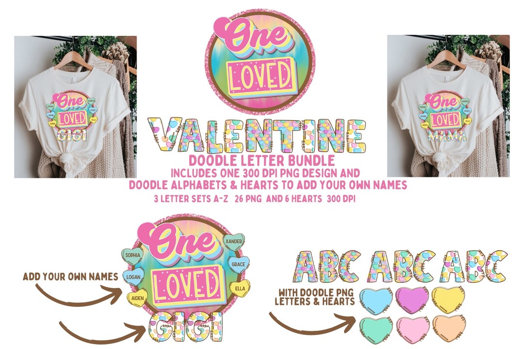 Valentine PNG Bundle: Doodle Alphabet Hearts (digital Download) - Etsy