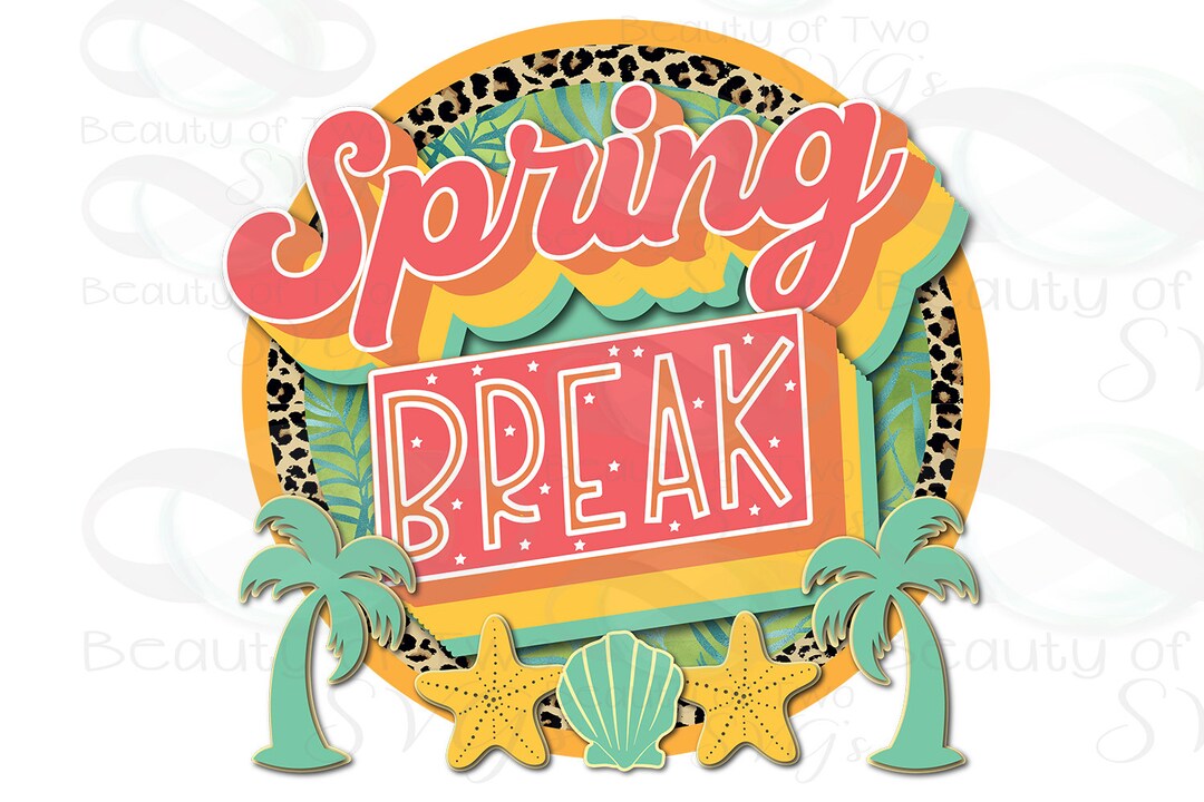 Spring Break Retro Sublimation, Beach Ocean Distressed Png, Spring ...
