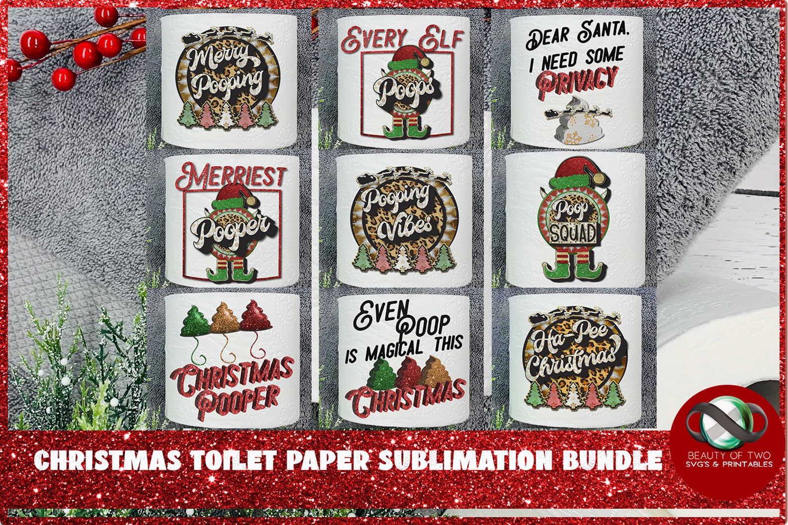 Christmas Toilet Paper PNG Bundle Funny Toilet Paper PNG - Etsy