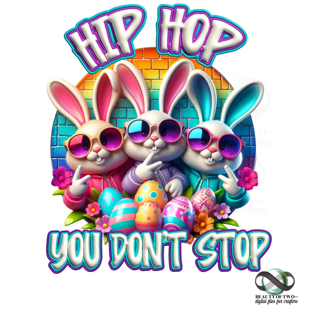 Graffiti Easter Bunny Sublimation Design, Neon Hip Hop PNG (digital ...
