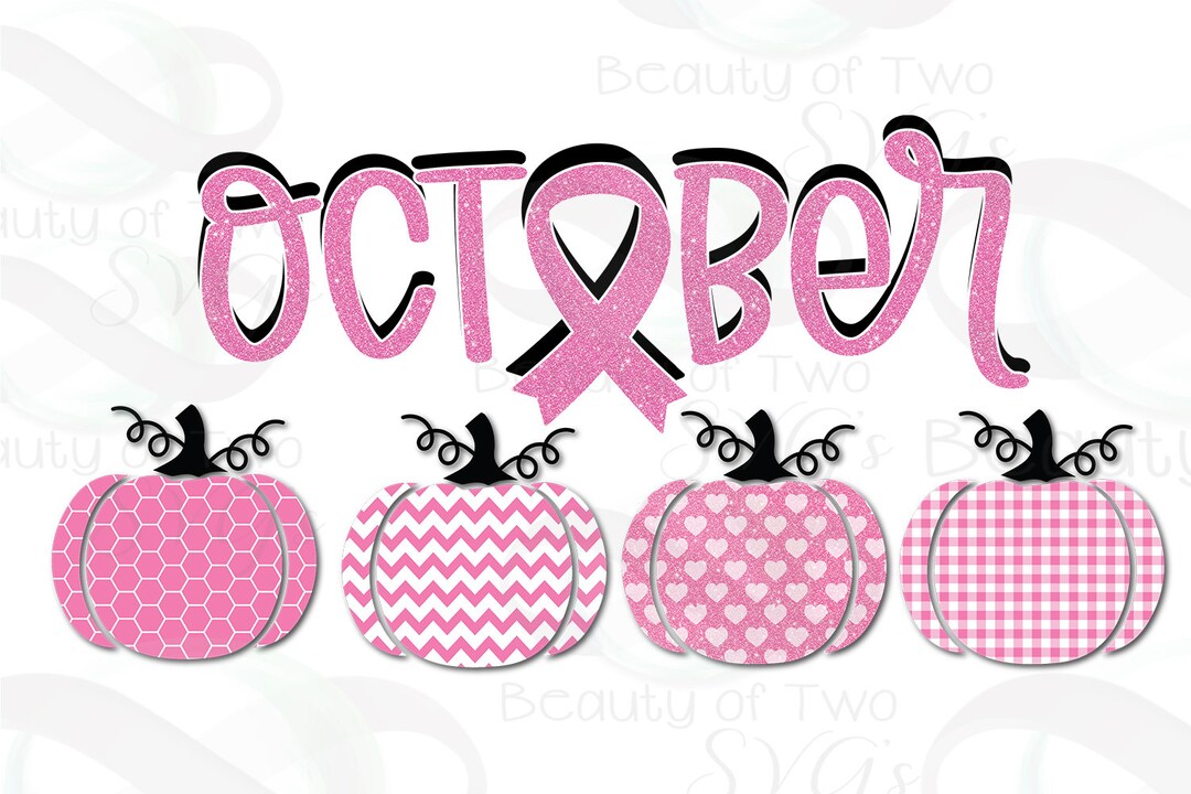 Pink Pumpkins Breast Cancer Awareness Ribbon Design (PNG, Digital ...