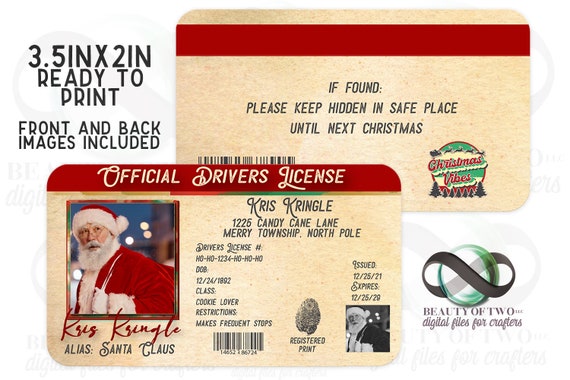 Santa Claus Drivers License Sublimation Png Christmas Vintage - Etsy