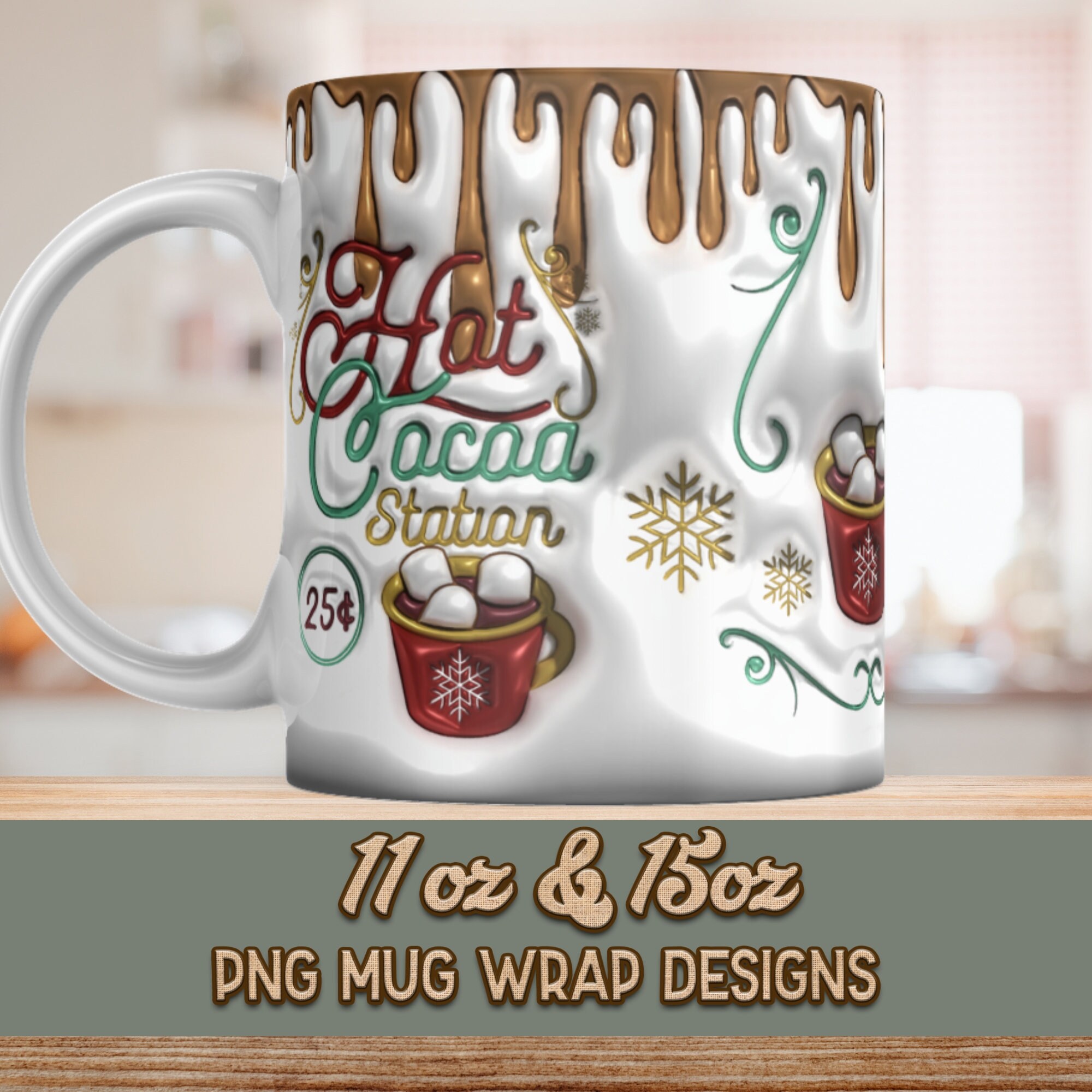 Christmas Mug Wrap PNG: Hot Cocoa Design (11oz & 15oz) - Etsy