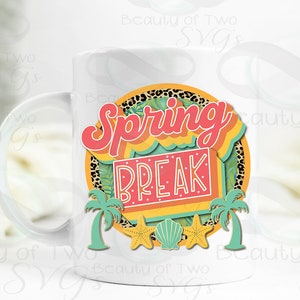 Spring Break Retro Sublimation, Beach Ocean Distressed Png, Spring ...