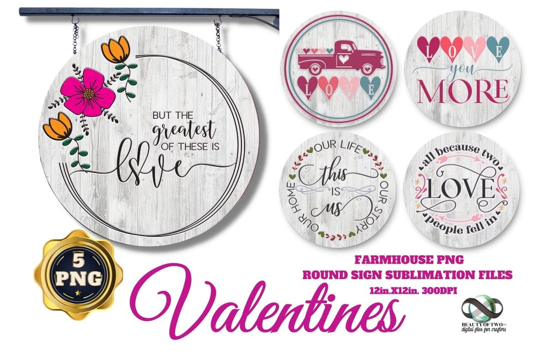 Farmhouse Sublimation Round Door Sign Mini Bundle, 5 PNG Design, 5 ...