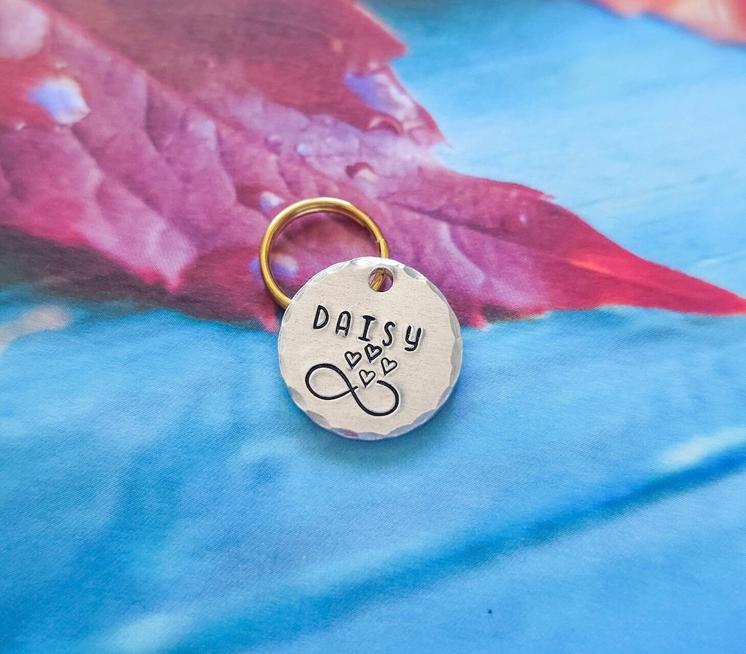 Tiny Kitten ID Tag, Infinity Love Cat Name Tag, Personalized Kitten ID ...