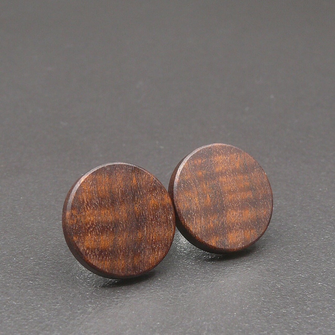 Studs - Ringed Gidgee - 7 Sizes - Round Wooden Stud Earrings - Ethical ...