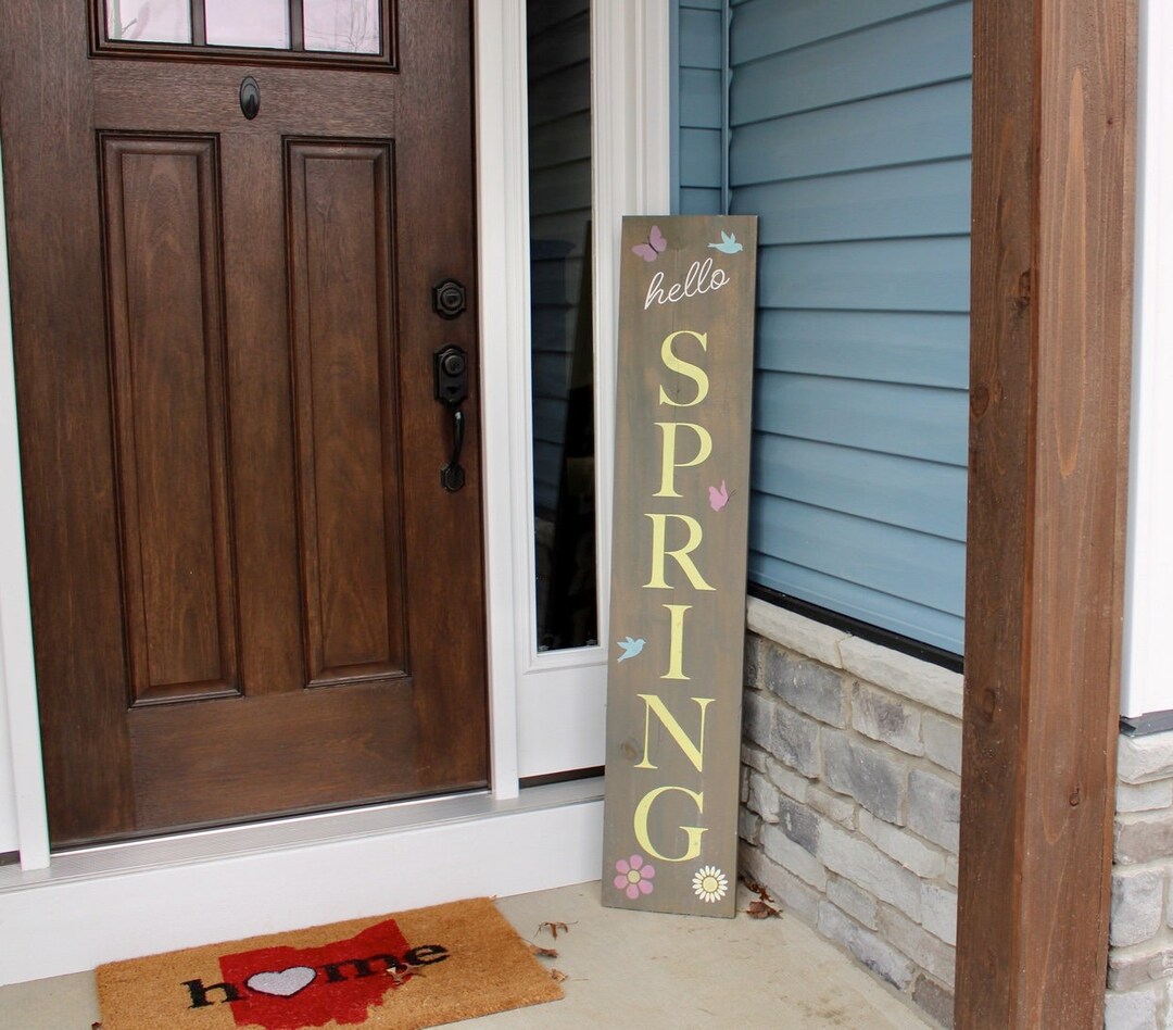 Reversible Hello Spring Porch Leaner Porch Leaner Front Porch Leaner ...