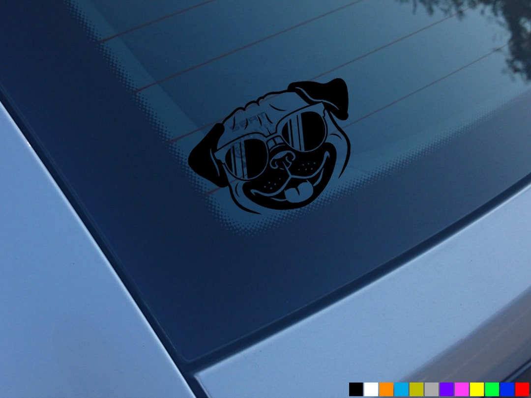 COOL PUG SUNGLASSES Car Sticker Decal Vinyl Bumper Window Funny Van Dog ...