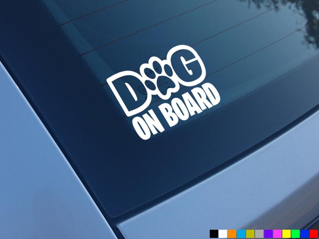 DOG ON BOARD Car Stickers Decals Vinyl Window Novelty Funny Puppy Pet ...