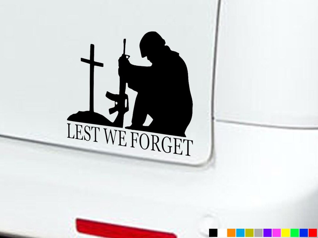 LEST WE FORGET Remembrance Car Sticker Decal Bumper Window Laptap Van ...