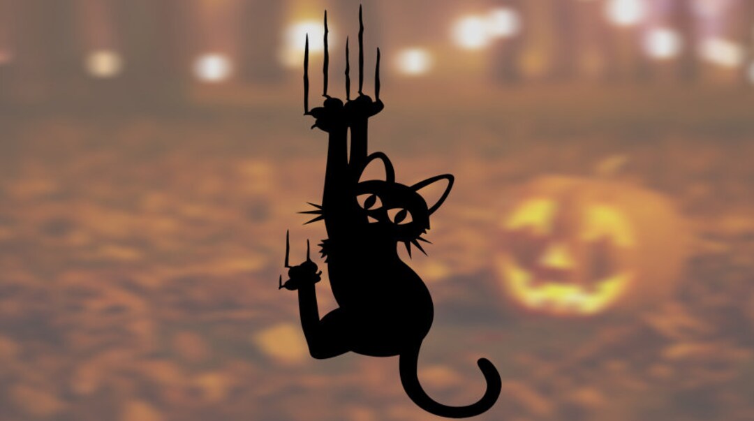 CAT SCRATCHING HALLOWEEN Spooky Window Stickers Scary Car Van Decals ...