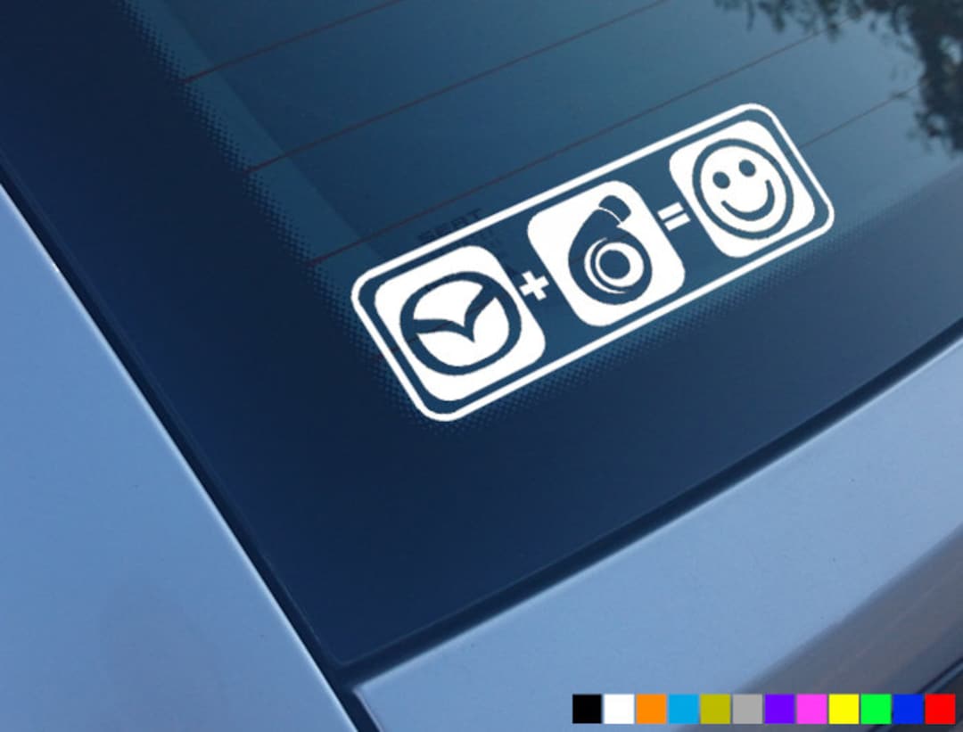 MAZDA PLUS BOOST Equals Smiles Car Stickers Decals Funny 3 6 Mps Mx5 ...