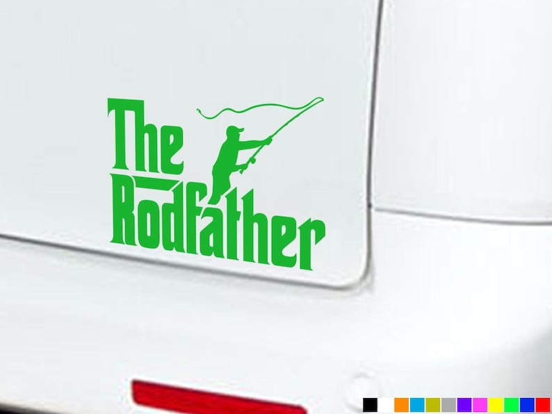 THE ROD FATHER Funny Car Stickers Decals Window Vinyl Van Fishing Carp ...