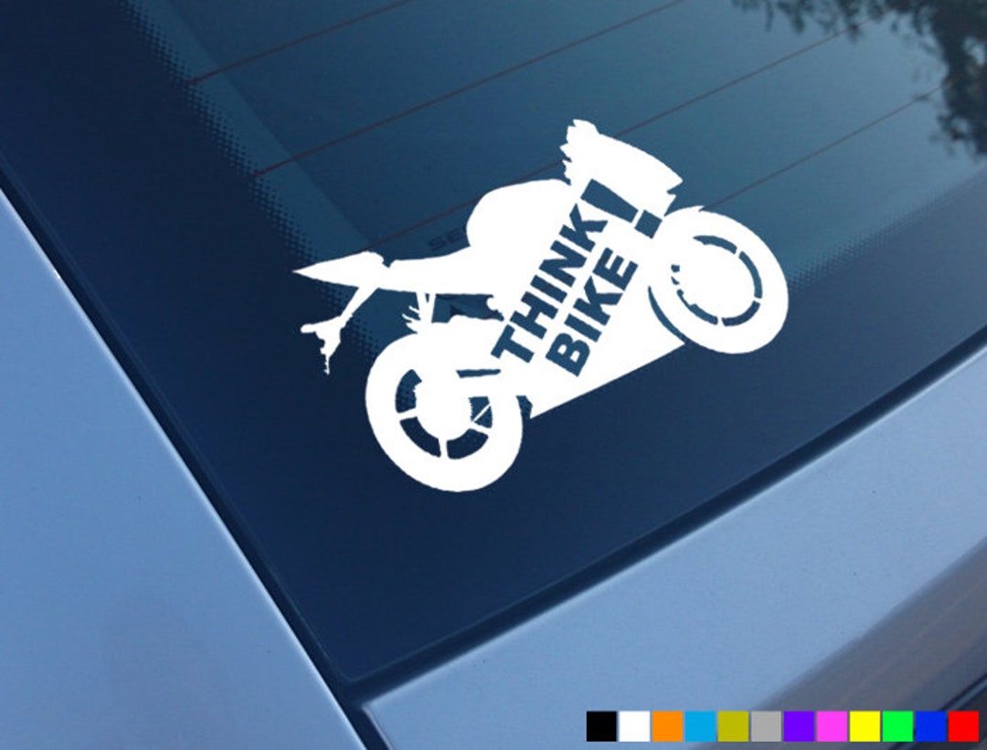 THINK BIKE CAR Sticker Motorcycle Decals Bumper Window Laptop Van Vinyl ...