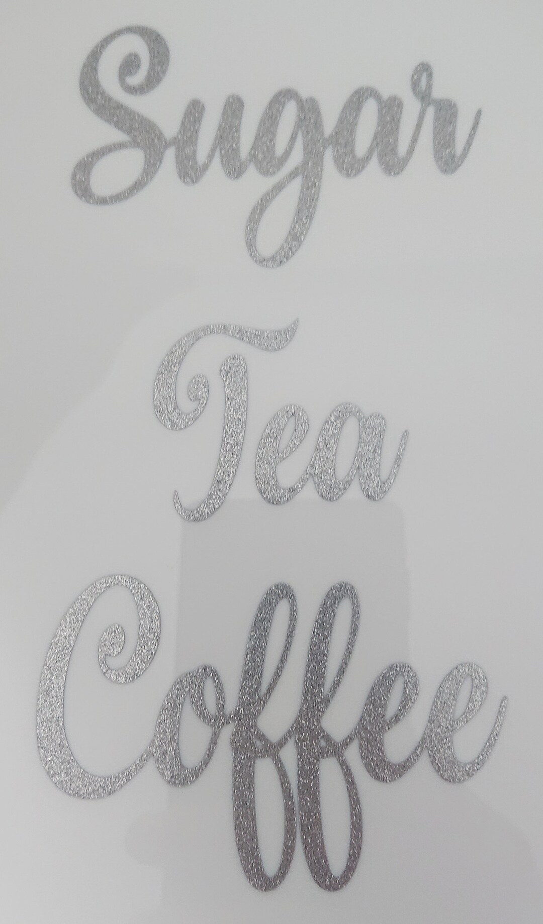 SILVER GLITTER COFFEE Tea Sugar Jar Stickers Vinyl Cut Adhesive Kitchen ...